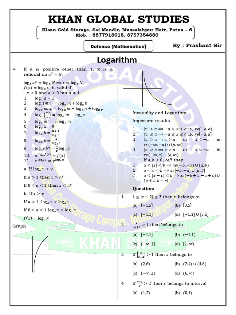 645ca11b74f69e00185c5c09 - ## - Logarithm Formula and Problems | PDF ...
