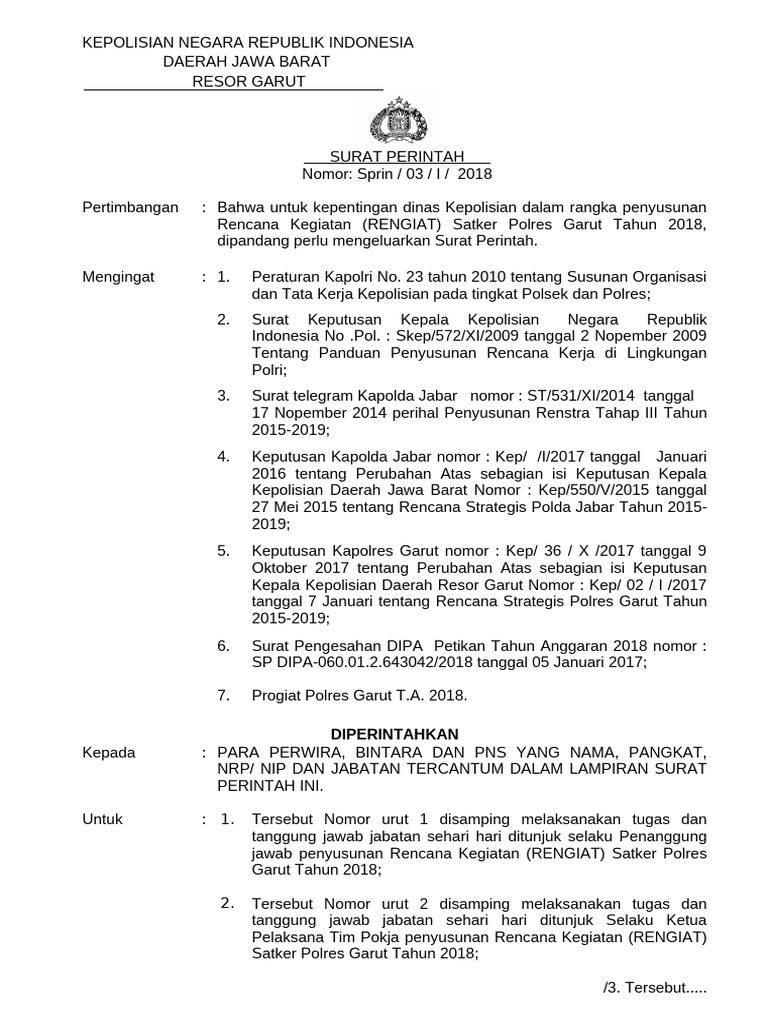 SPRIN POKJA Rengiat 2018 | PDF