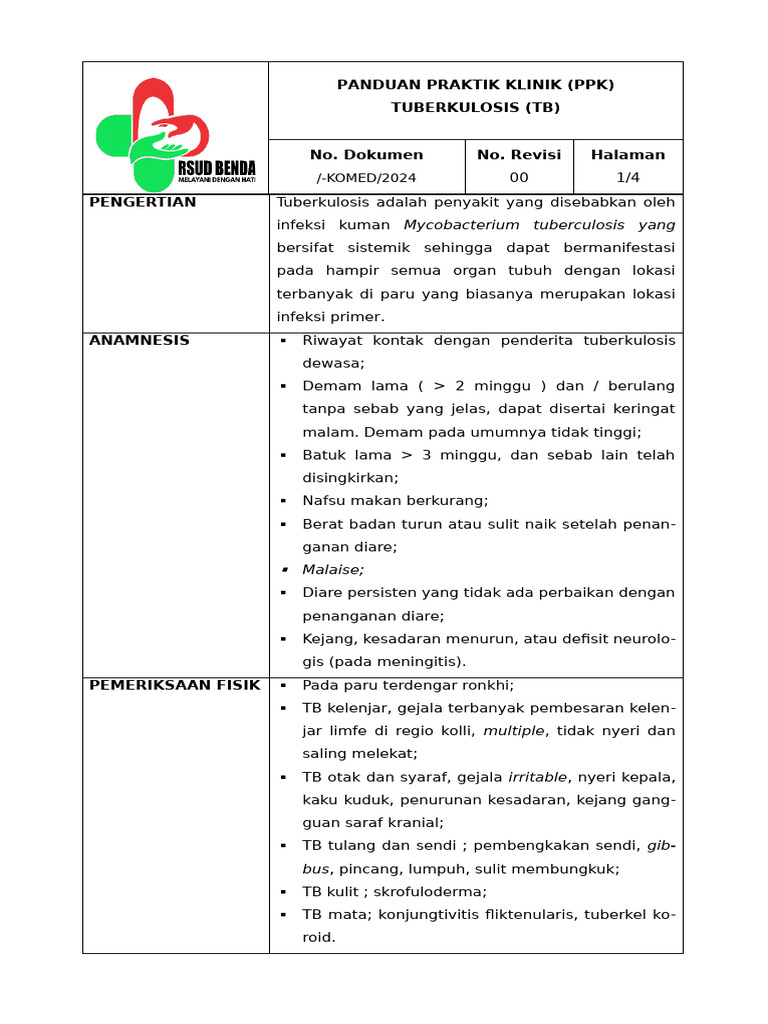 PPK Tuberkulosis | PDF | Pengembangan Diri | Kesehatan Holistik