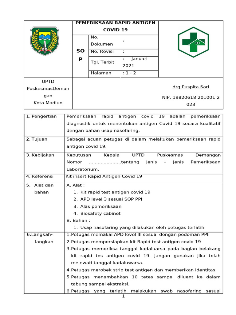 SOP Rapid Antigen New | PDF
