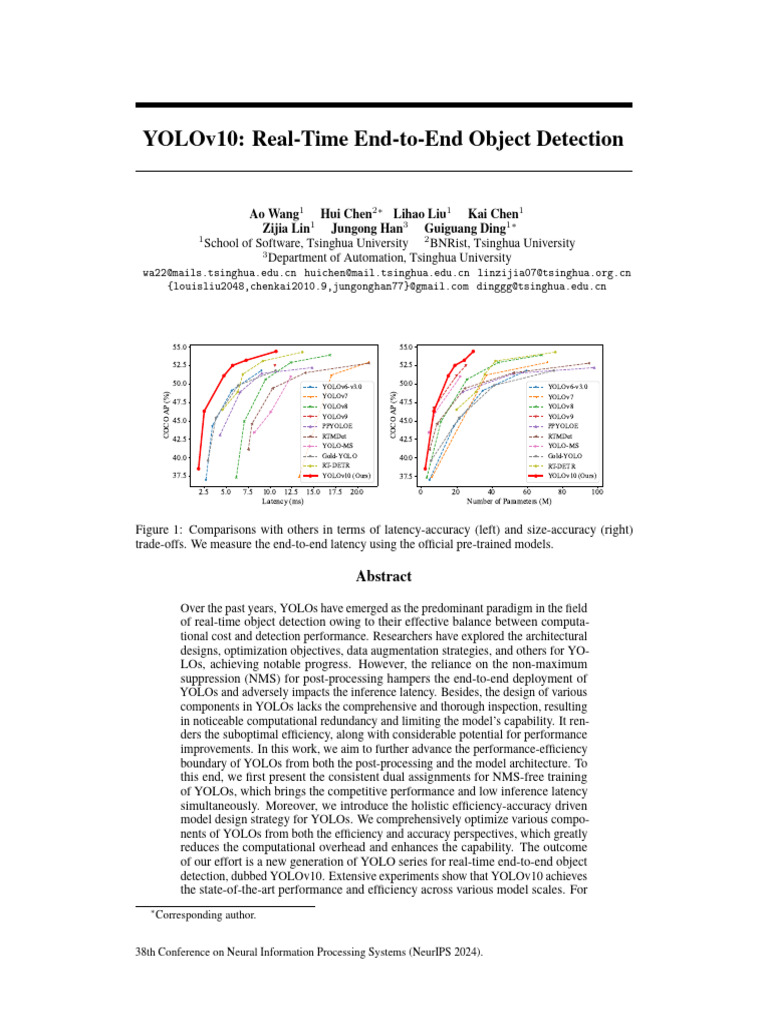 Yolov10: Real-Time End-To-End Object Detection: Ao Wang Hui Chen Lihao Liu Kai Chen Zijia Lin ...