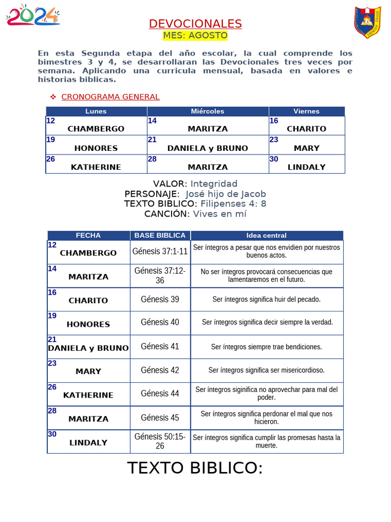 DEVOCIONALES - Agosto - 2024 | PDF