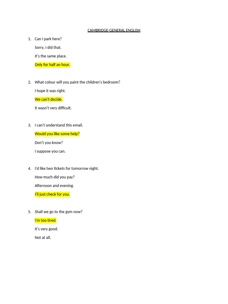Cambridge General English Test Guide | PDF