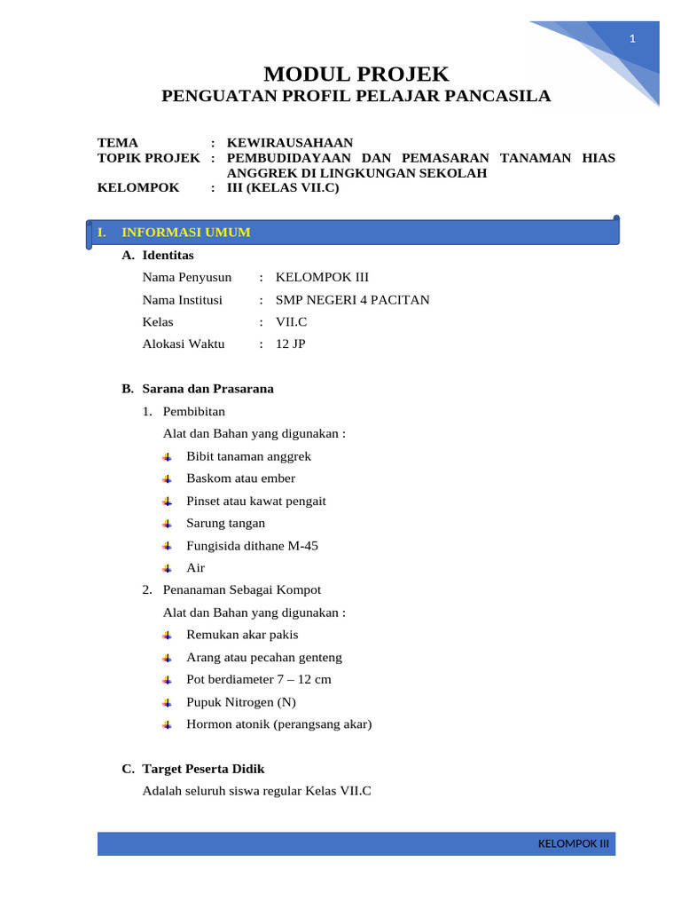 Modul P5 Kel 3 Vii C | PDF | Seni