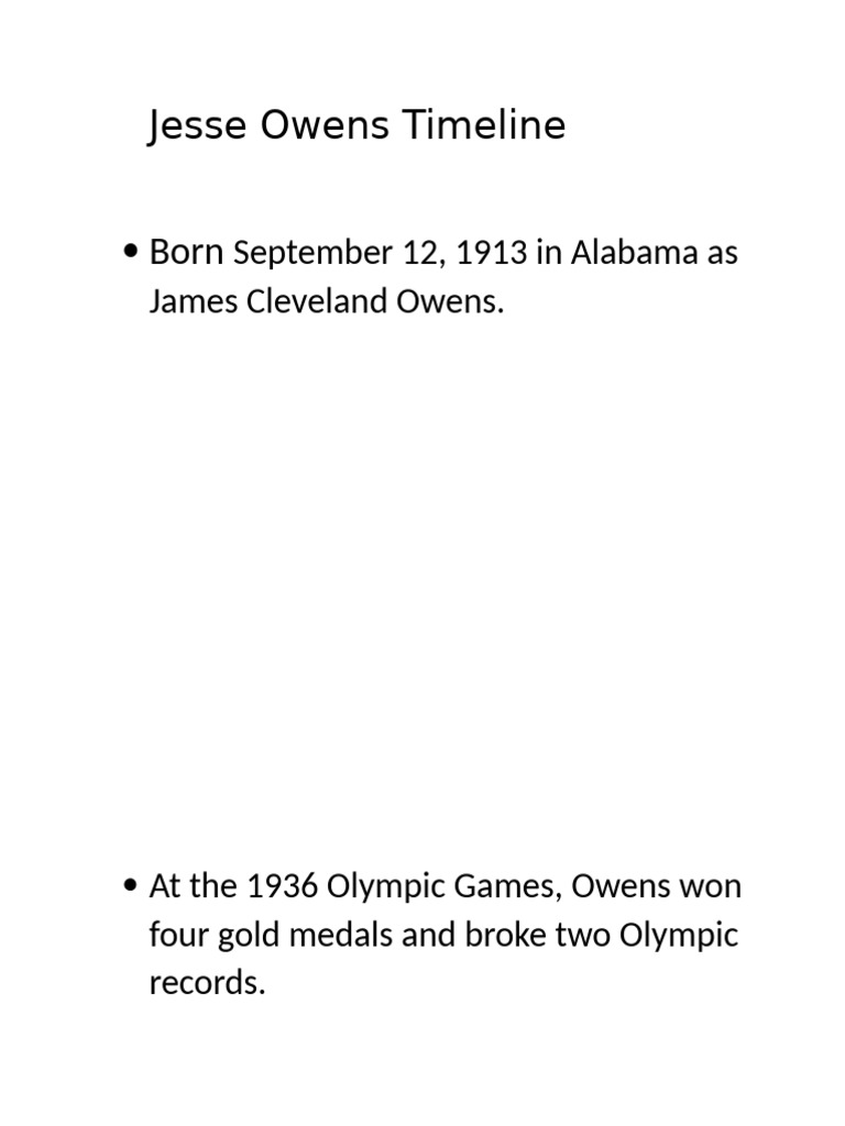 Jesse Owens Timeline | PDF