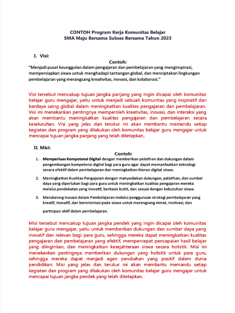 PDF Contoh Program Kerja Komunitas Belajar - Compress | PDF