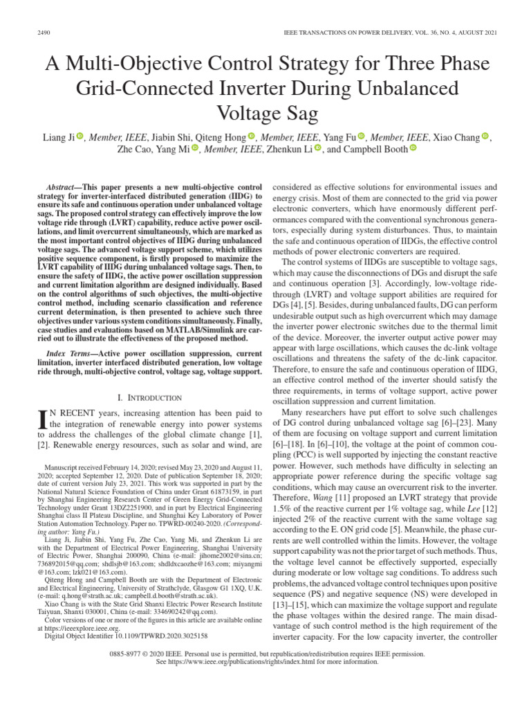 A Multi-Objective Control Strategy For Three Phase Grid-Connected ...