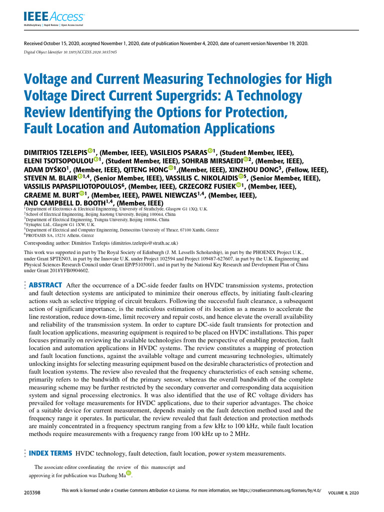 Voltage and Current Measuring Technologies For High Voltage Direct Current Supergrids A ...