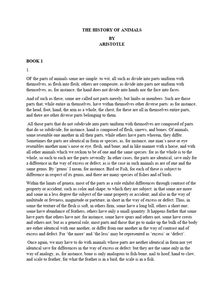 The History of Animals by Aristotle | PDF | Foot | Hand