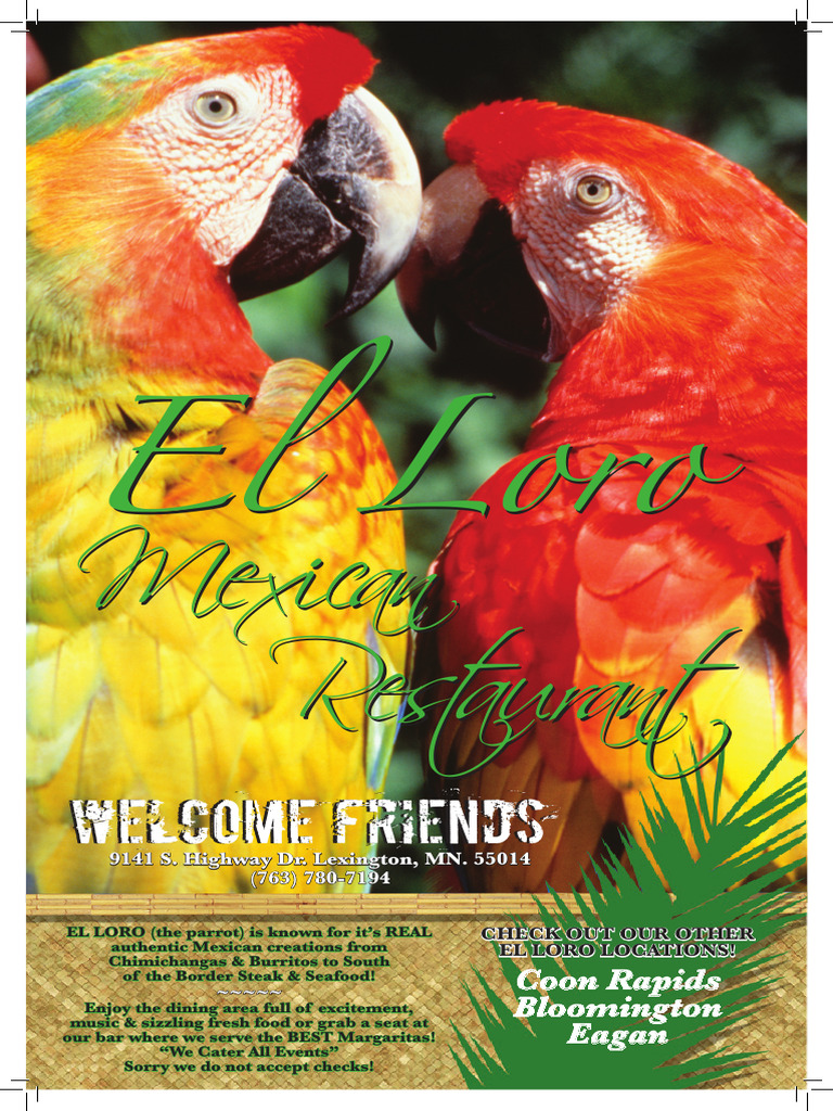 El Loro Mexican Menu 2018 Lexington Menu Final Proof | PDF | Burrito | Taco