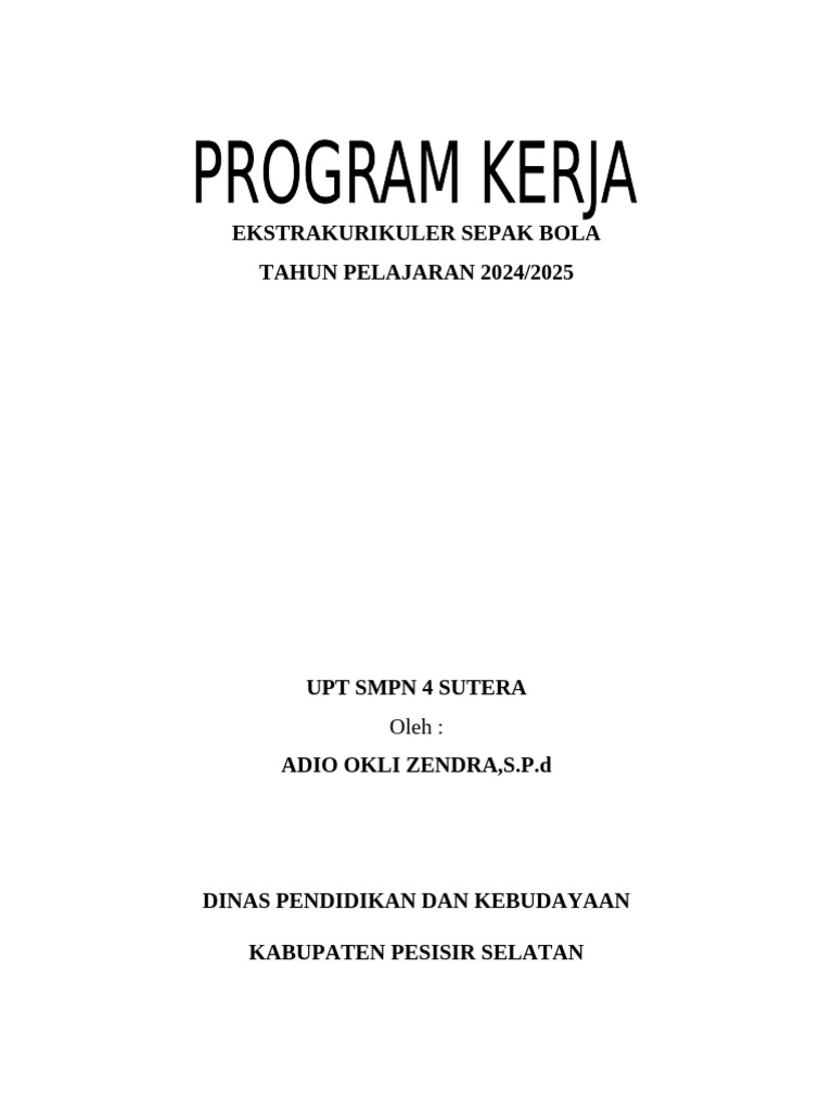 Program Kerja Ekstra Kurikuler Sepak Bola | PDF | Karier & Perkembangan