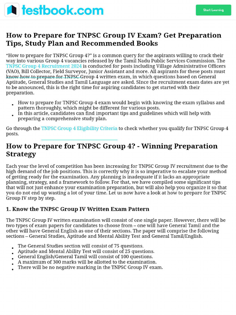 How To Prepare For TNPSC Group IV Exam - Get Preparation Tips, Study ...
