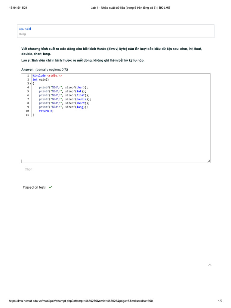 Lab 1 Nhap Xuat Du Lieu - Cau 6 | PDF