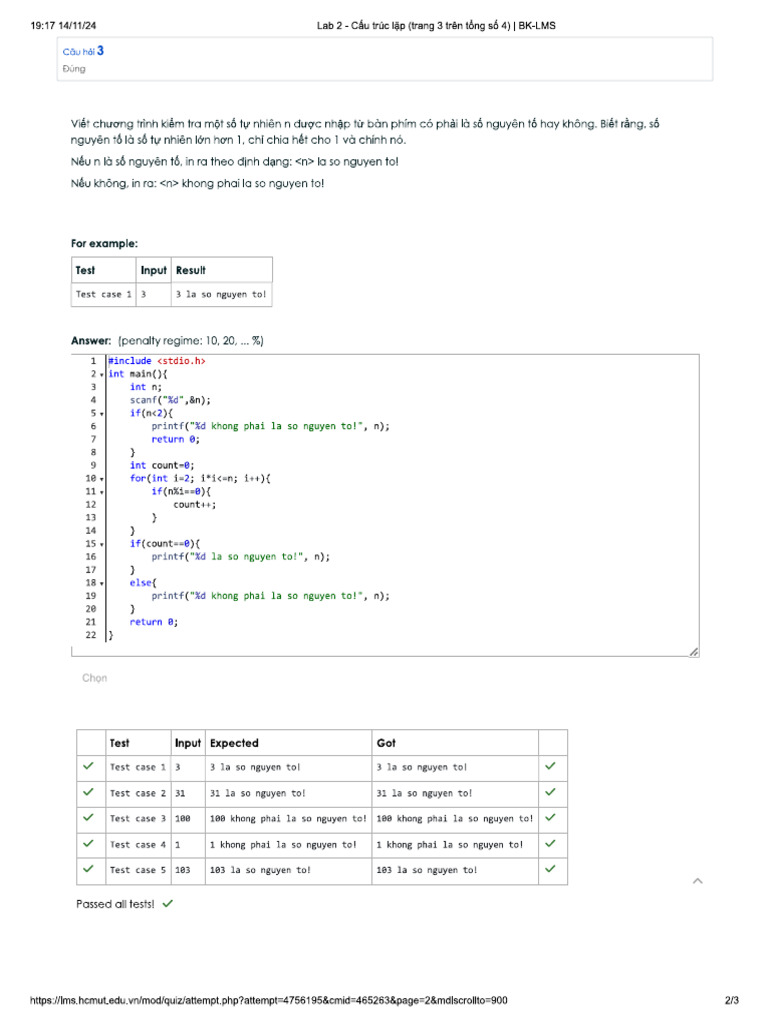 Lab 2 Cau Truc Lap - Cau 3 | PDF