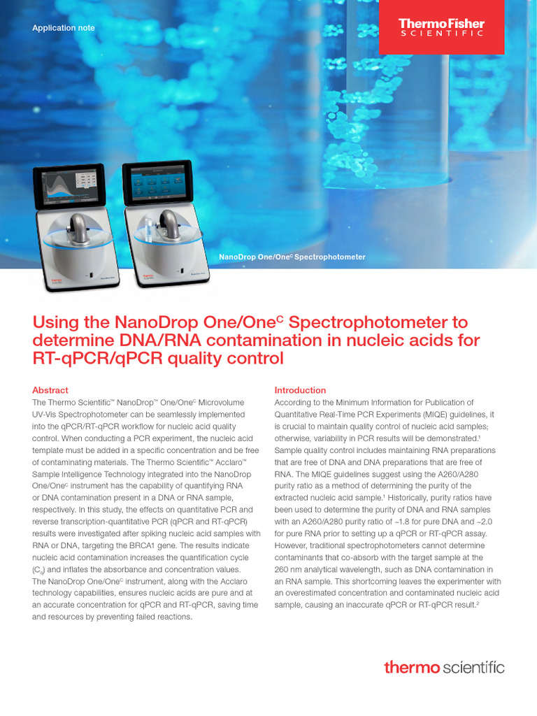 Nanodrop One Onec Spectrophotometer Dna Rna Contamination en An53596 ...