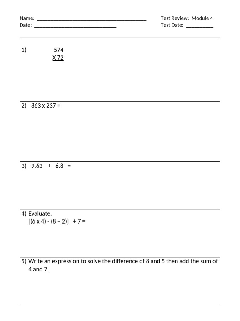 Module 4 - Test Review | PDF
