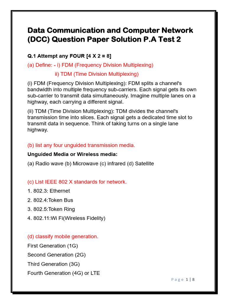 Data Communication and Computer Network Que Paper Soln | PDF | Network ...