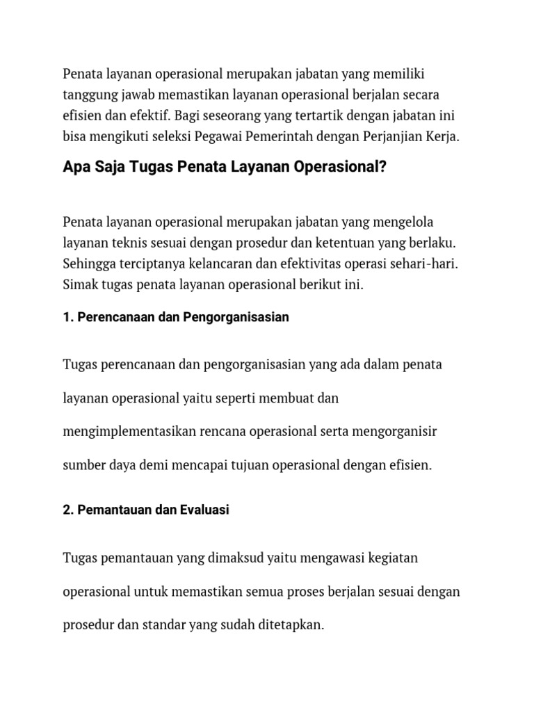 Penata Layanan Operasional | PDF