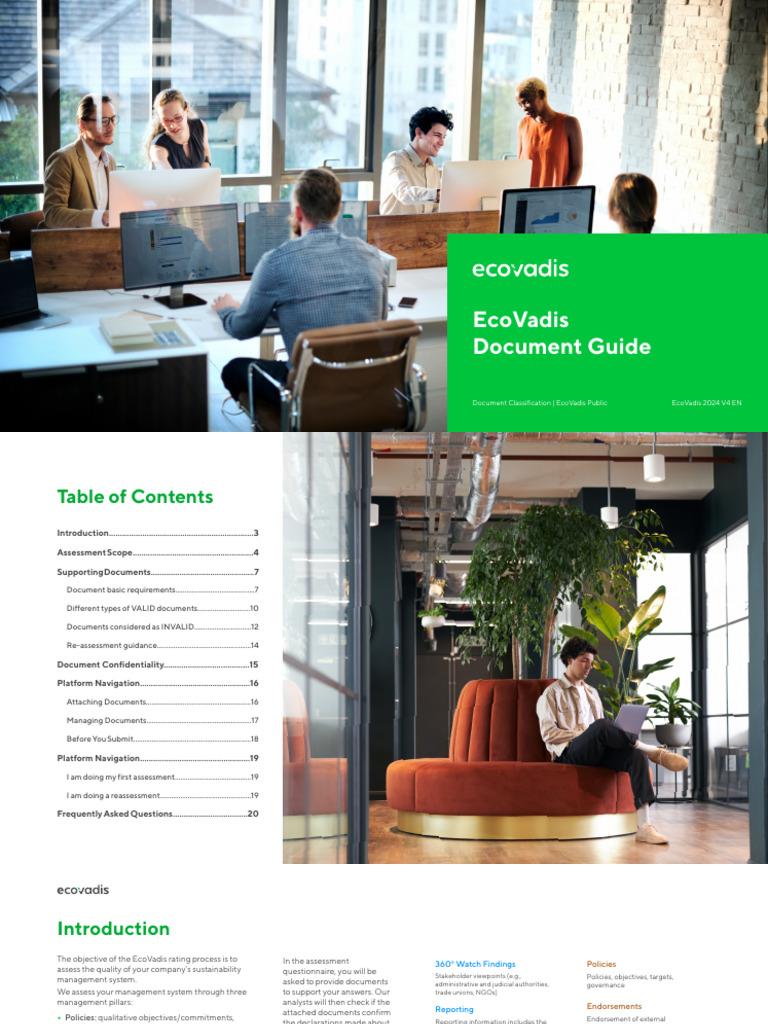 Ecovadis Document Guide Pdf Audit Regulatory Compliance