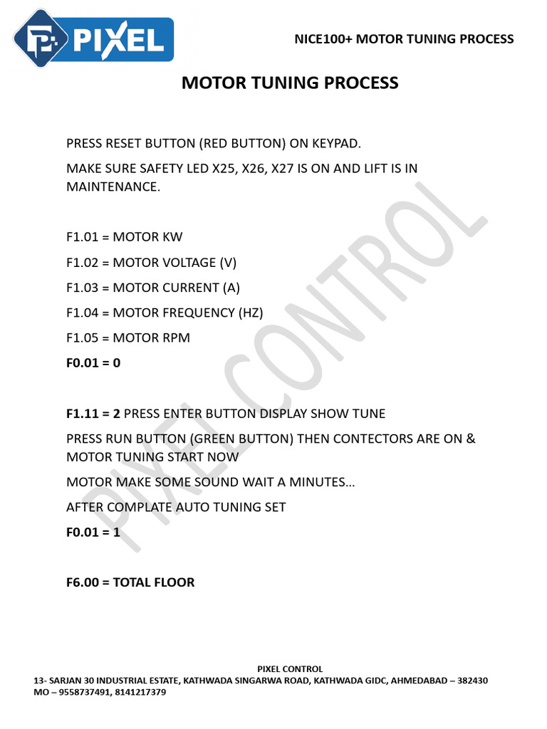 Nice100 Motor Tuning Process | PDF
