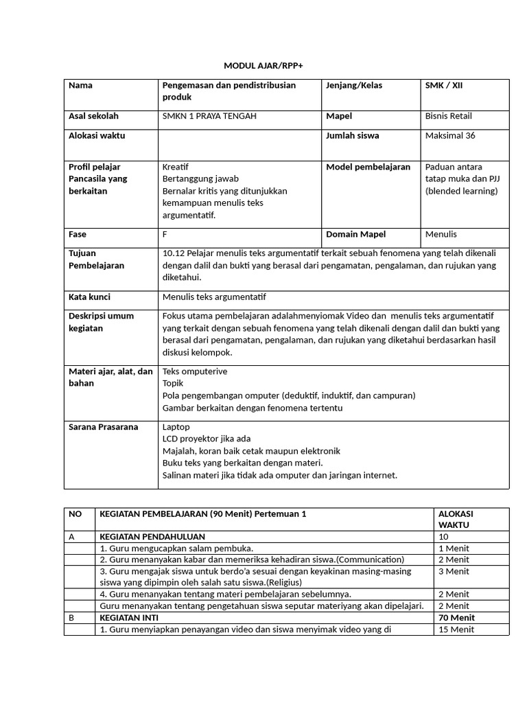 Modul Pembelajaran Teks Argumentatif SMK | PDF