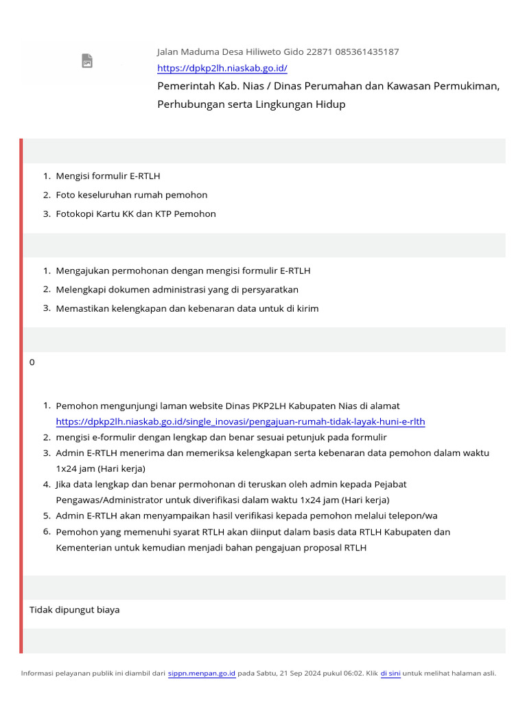 Unduh Standar Pelayanan - Usulan Rumah Tidak Layak Huni Secara Elektronik (E-RTLH) | PDF