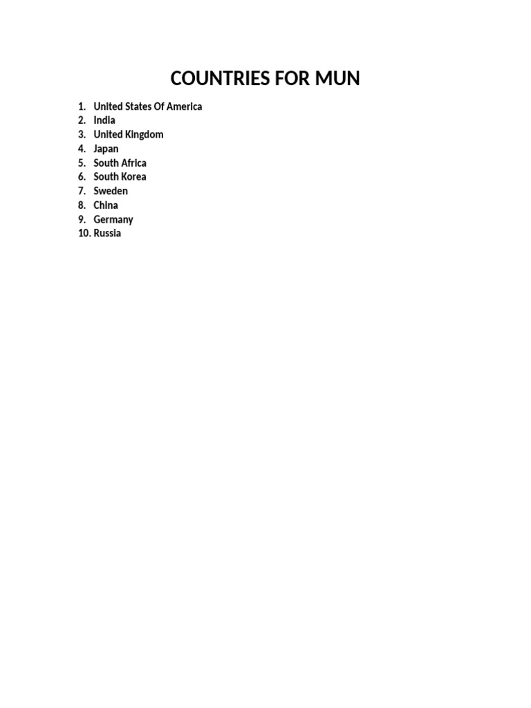 Countries For Mun | PDF