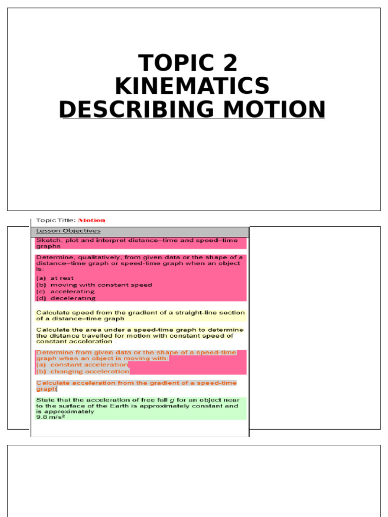 Kinematics, Motion, Speed, Velocity | PDF