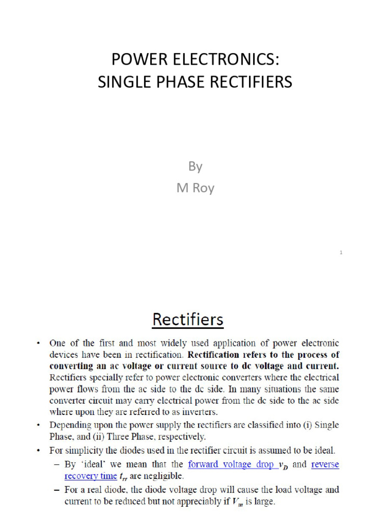 PE Lecture 1 Half Wave Rectifier by Diode | PDF
