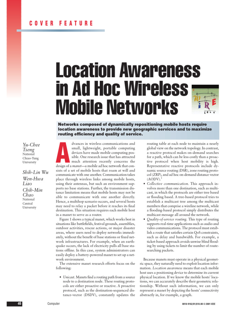 2001-IEEE-Location Awareness in Ad Hoc Wireless Mobile Networks | PDF ...