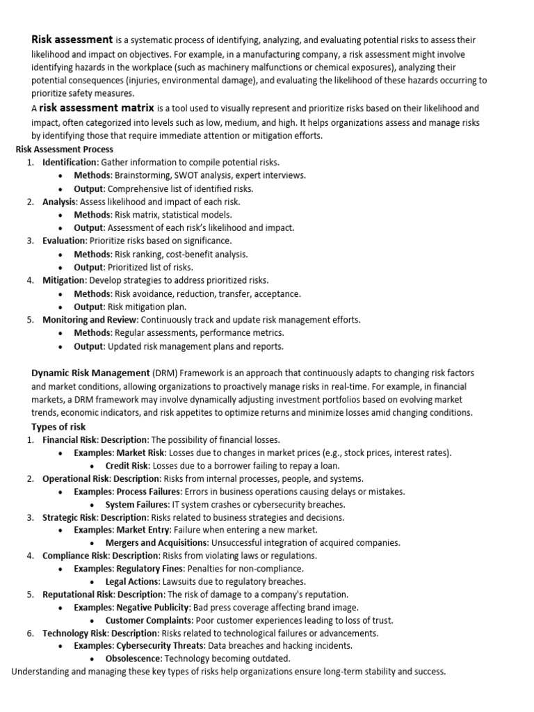 Risk Refers To The Probability of An Undesirable Event Occurring and ...