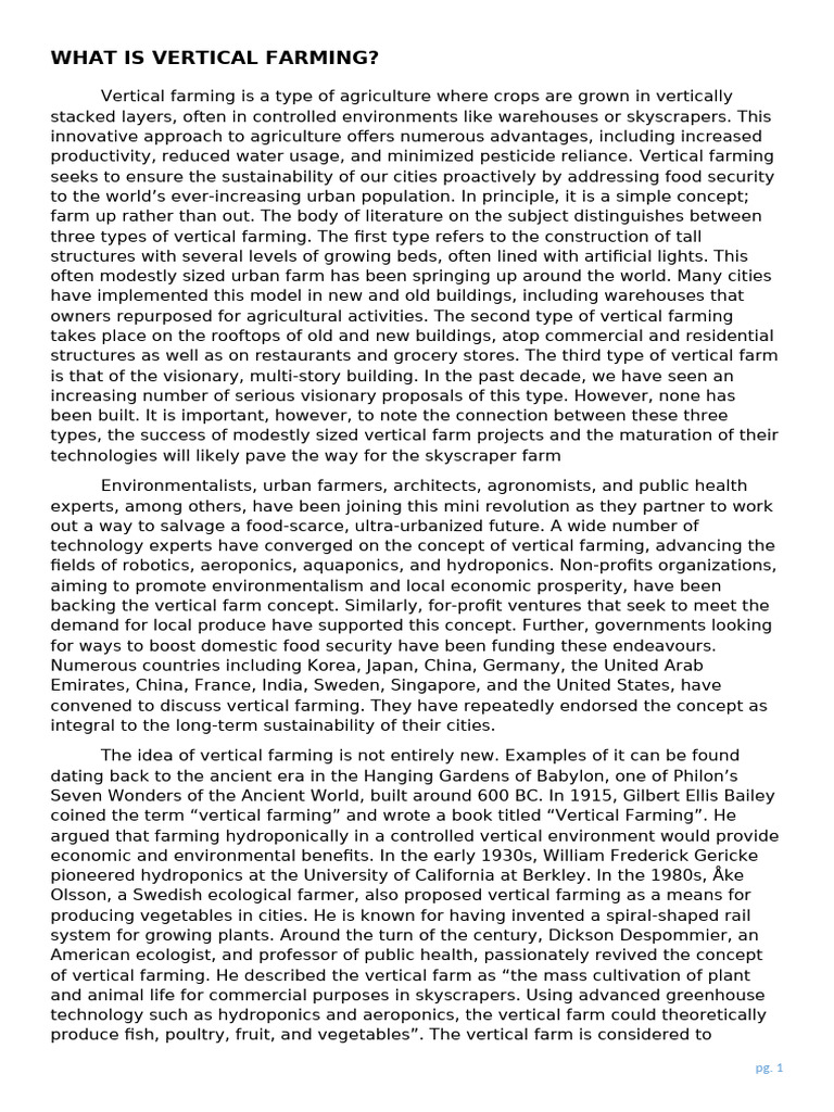 What Is Vertical Farming | PDF | Agriculture | Climate Change