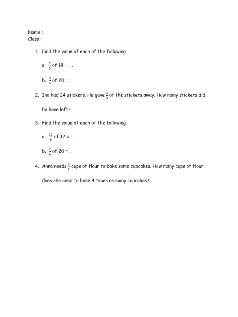 Whole Number X Fractions 5G | PDF