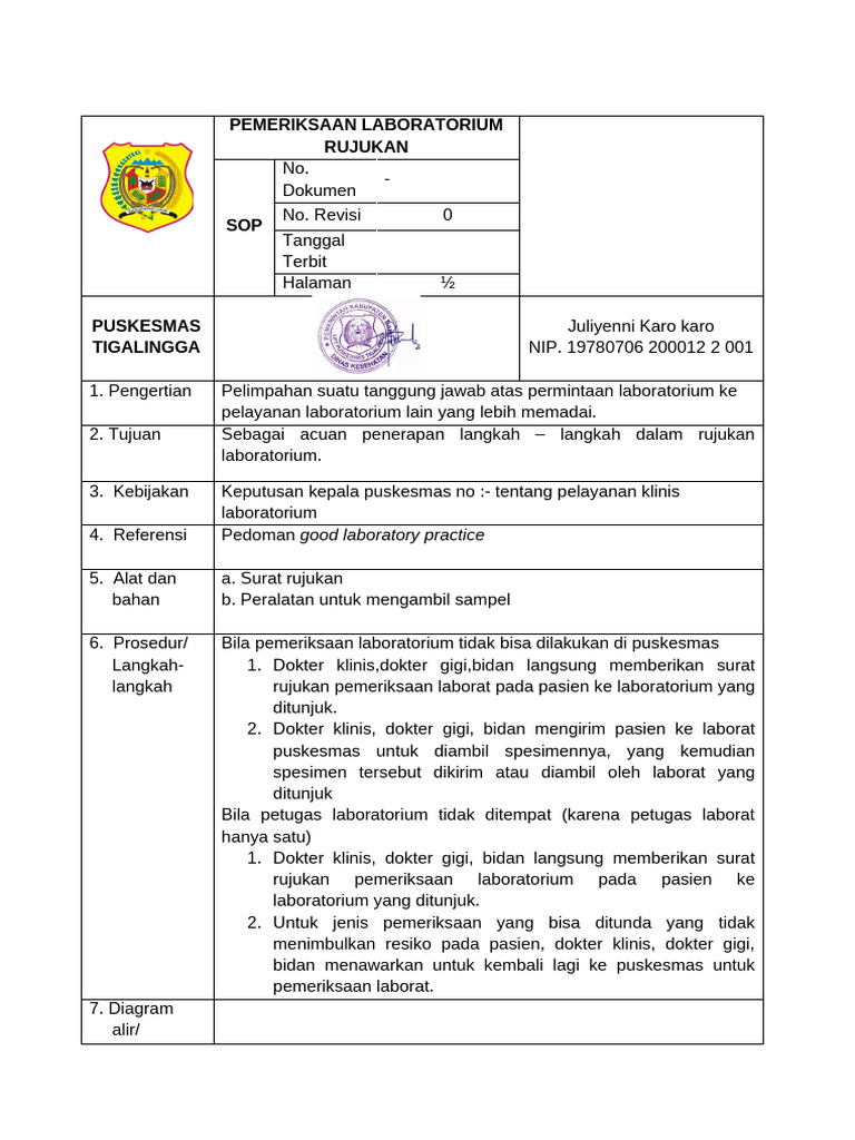 3.9.1.c (8) Sop Pemeriksaan Laboratorium Rujukan | PDF