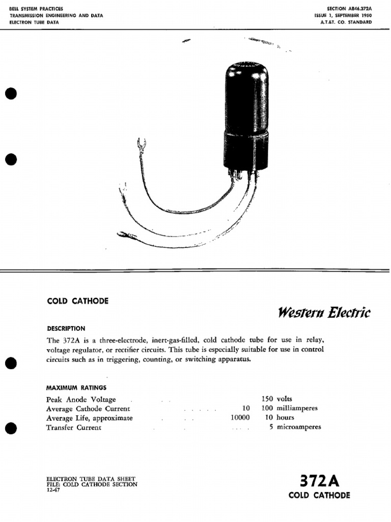 AB46.372A I1 Sep50 372A Cold Cathode Tube Tci JS-ocr | PDF | Vacuum ...