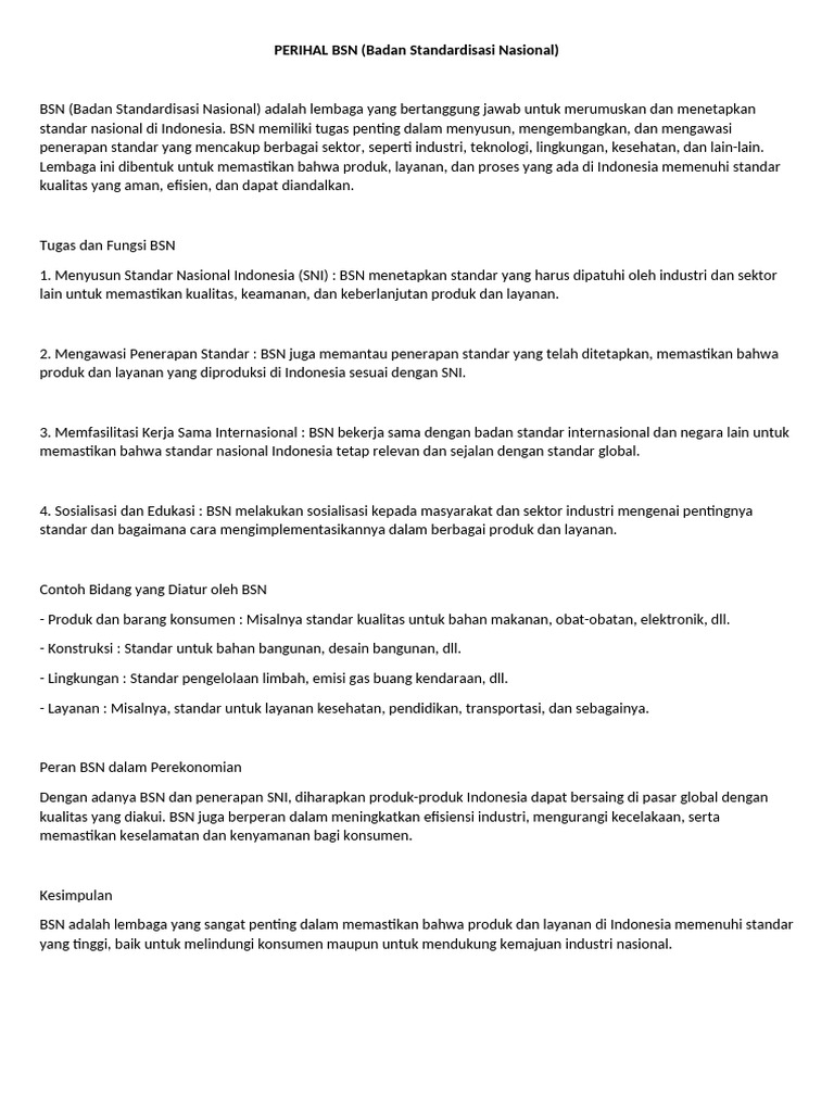 PERIHAL BSN Dan SNI | PDF