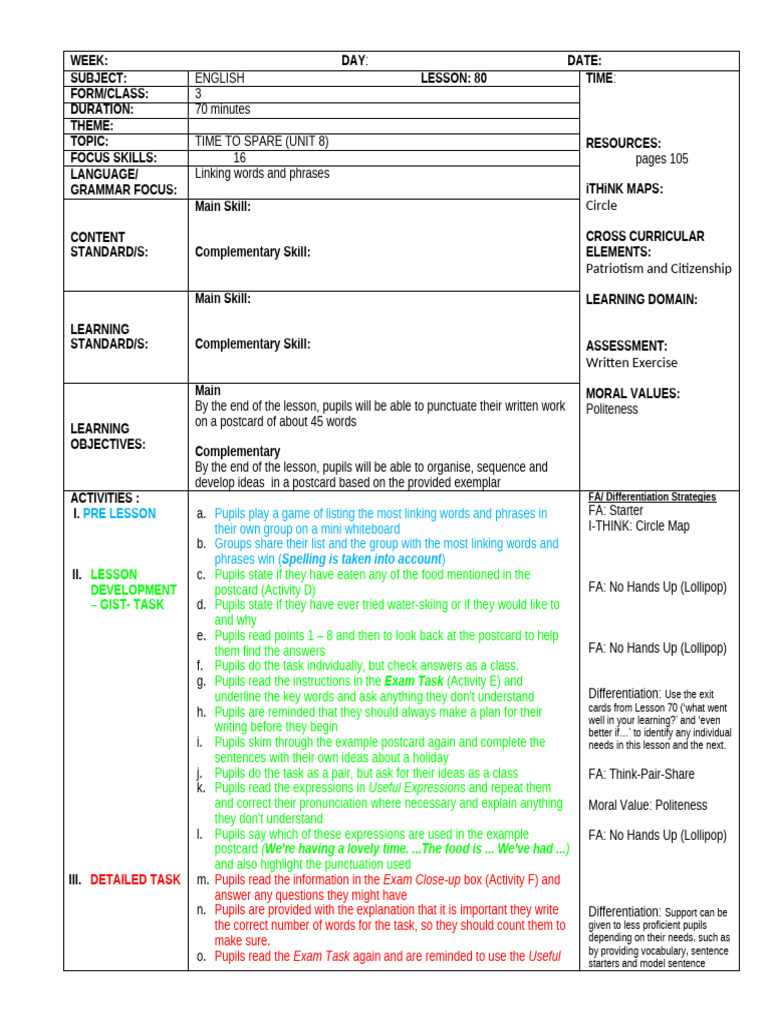 FORM 3 LESSON 80 | PDF | Cognitive Science | Human Communication