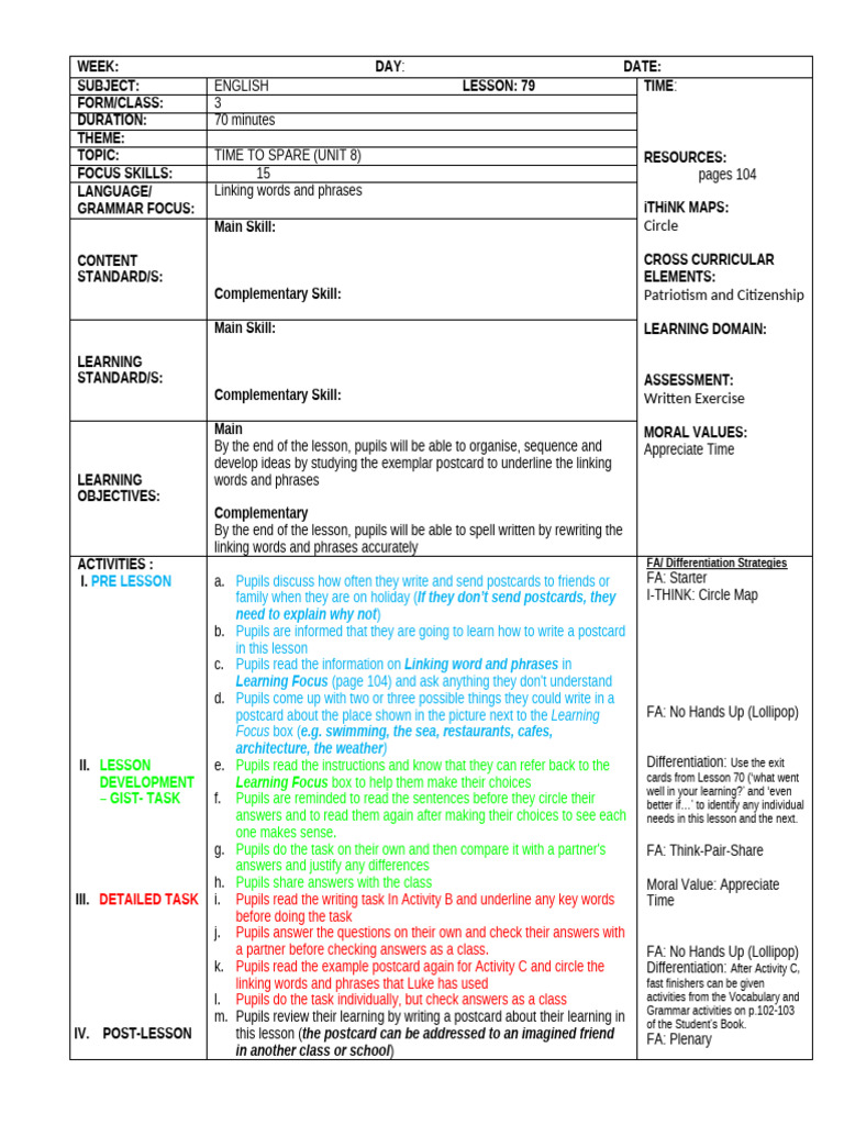 FORM 3 LESSON 79 | PDF | Linguistics | Learning