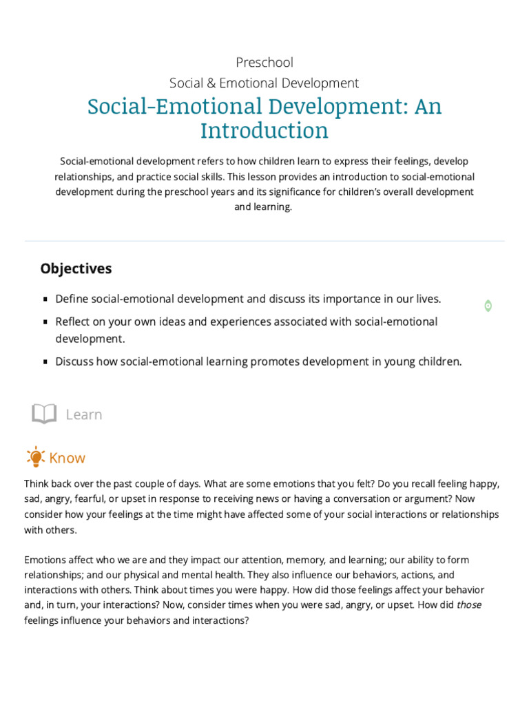 Social-Emotional Development - An Introduction - Virtual Lab School ...