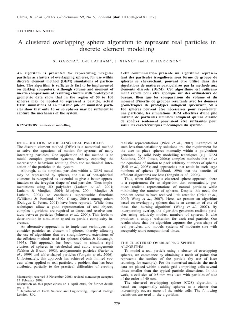 A Clustered Overlapping Sphere Algorithm To Represent Real Particles ...
