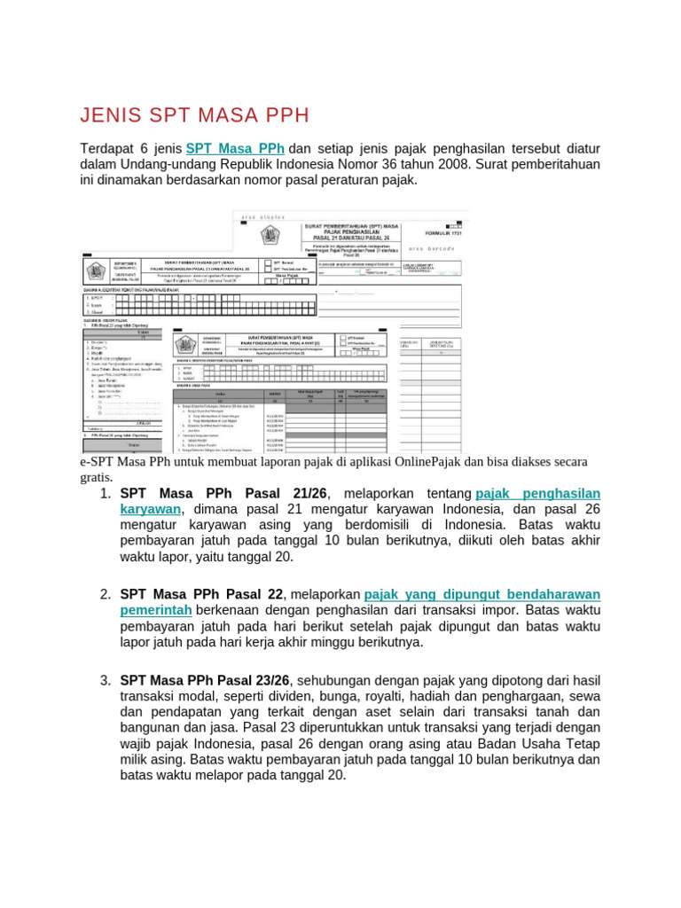 Jenis SPT Masa PPH | PDF