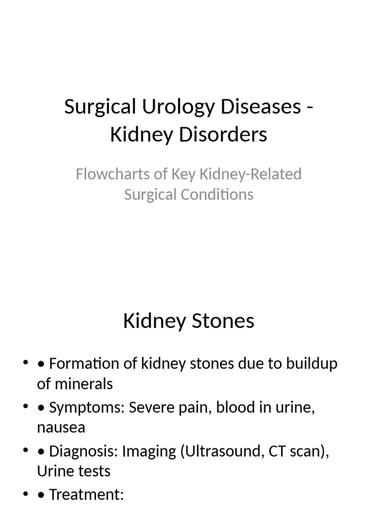 Kidney Disorders Urology Flowcharts Presentation | PDF