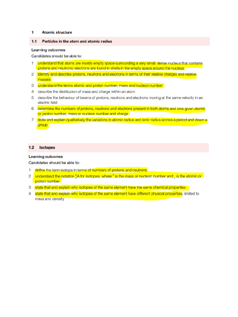 TEST 1 Objectives | PDF