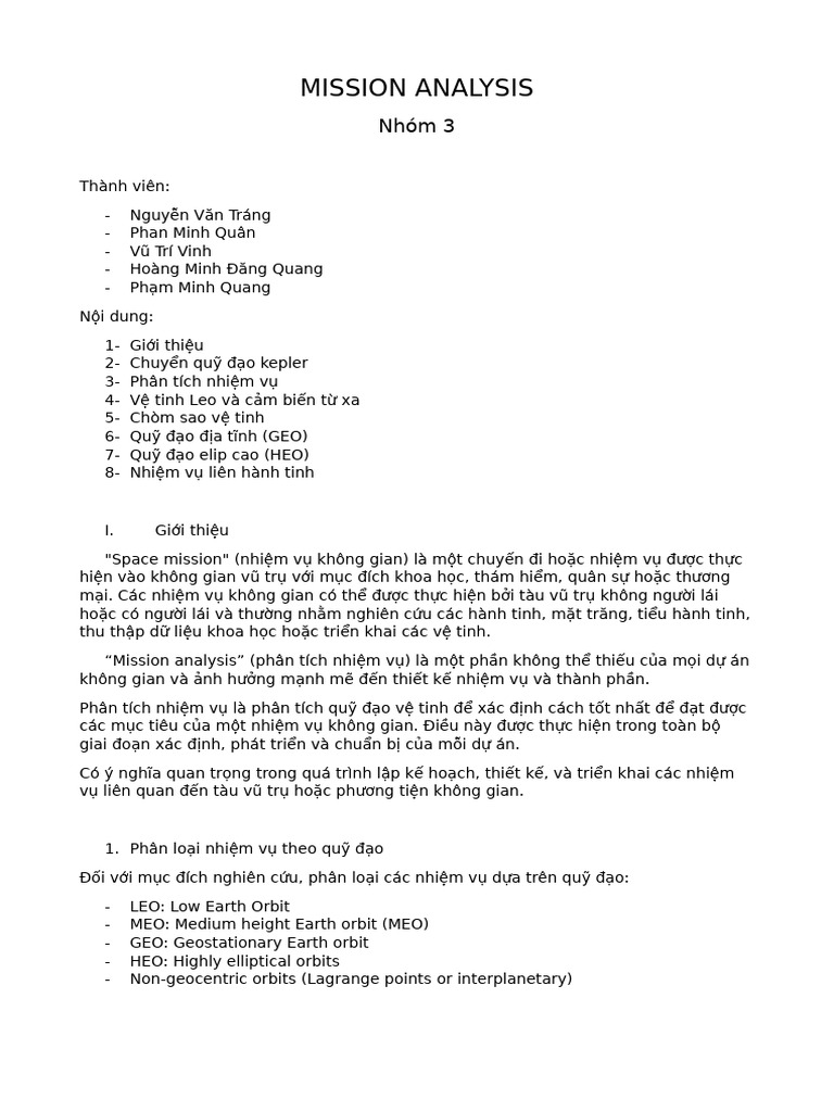 Mission Analysi | PDF