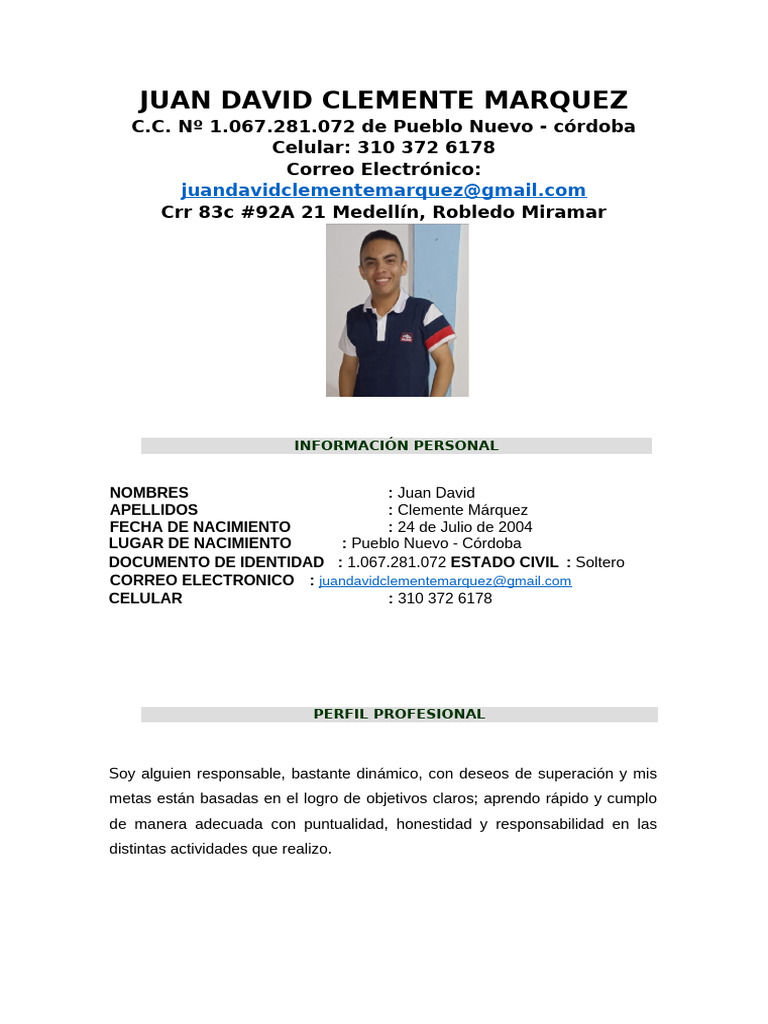 Juan David Clemente Marquez | PDF