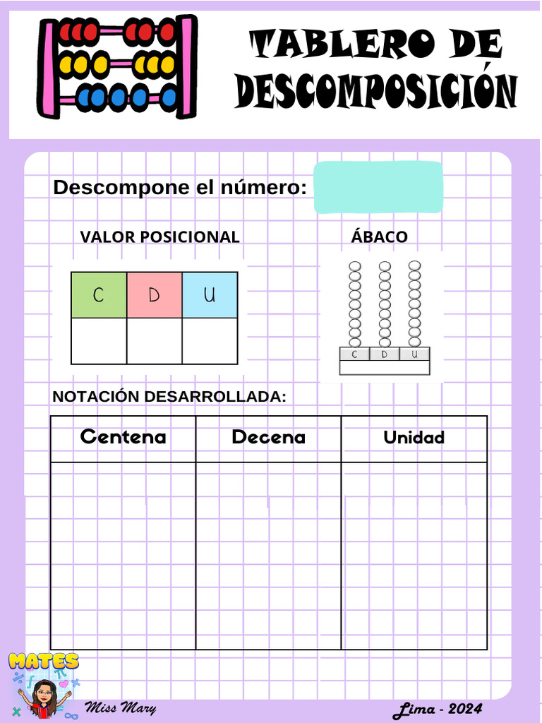 Tablero Descomposición Hasta Centen | PDF