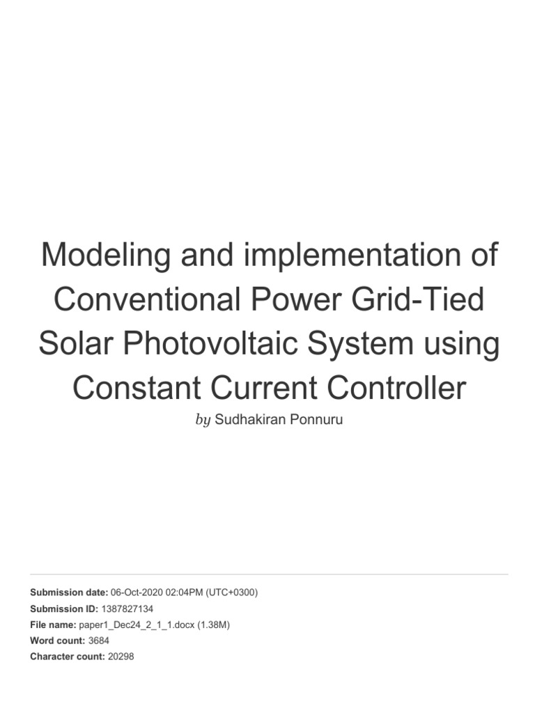 Modeling and Implementation of Conventional Power Grid-Tied Solar ...