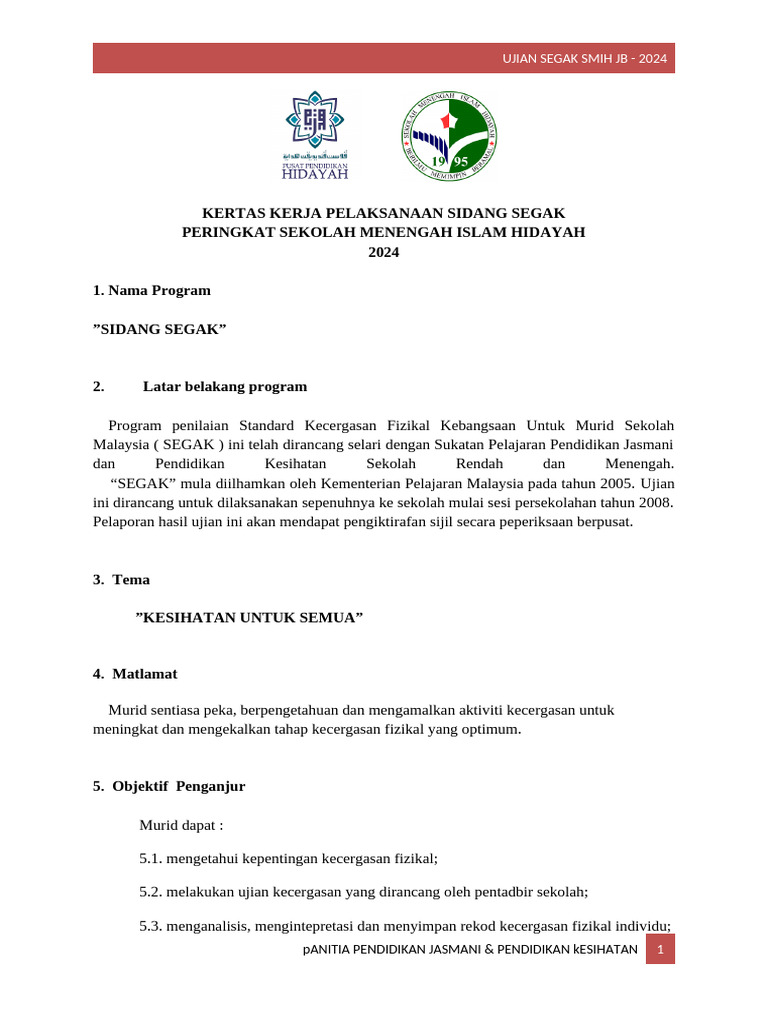Ujian SEGAK 2024 di SMIH JB | PDF