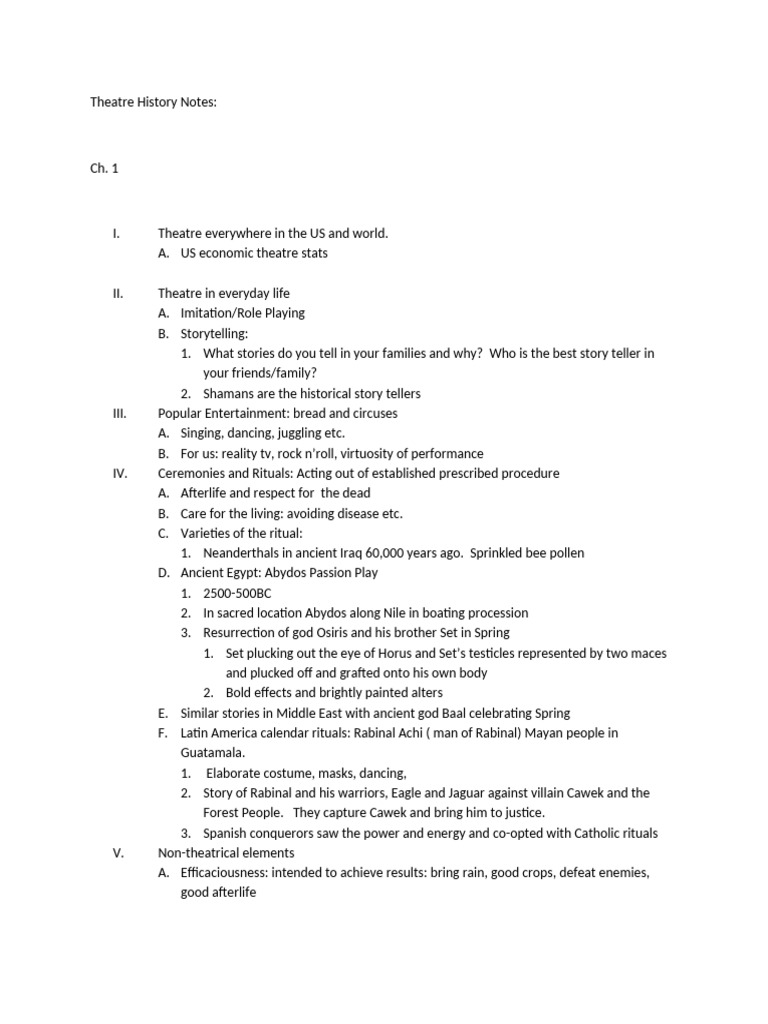 Theatre History Notes | PDF | Historian | Narrative