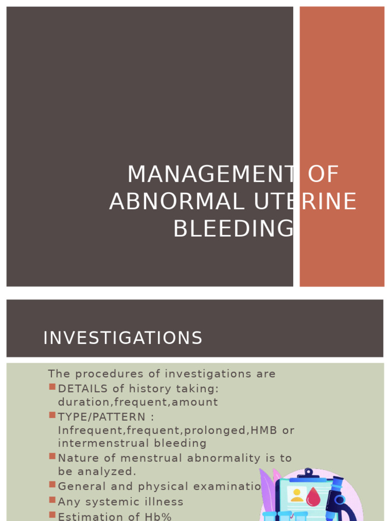 Management of Abnormal Uterine Bleeding | PDF | Clinical Medicine ...